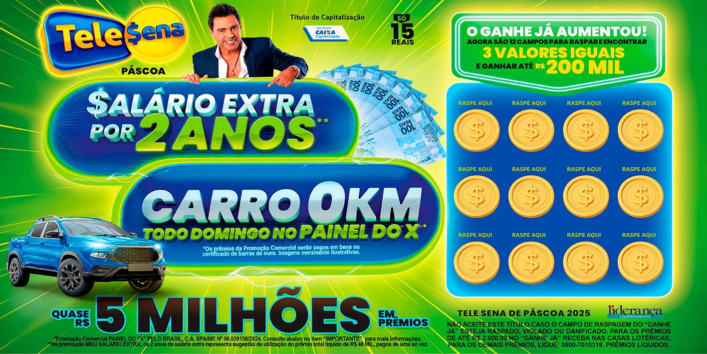 Tele Sena de Páscoa 2025: resultado do 5º sorteio de hoje, domingo (13/04)